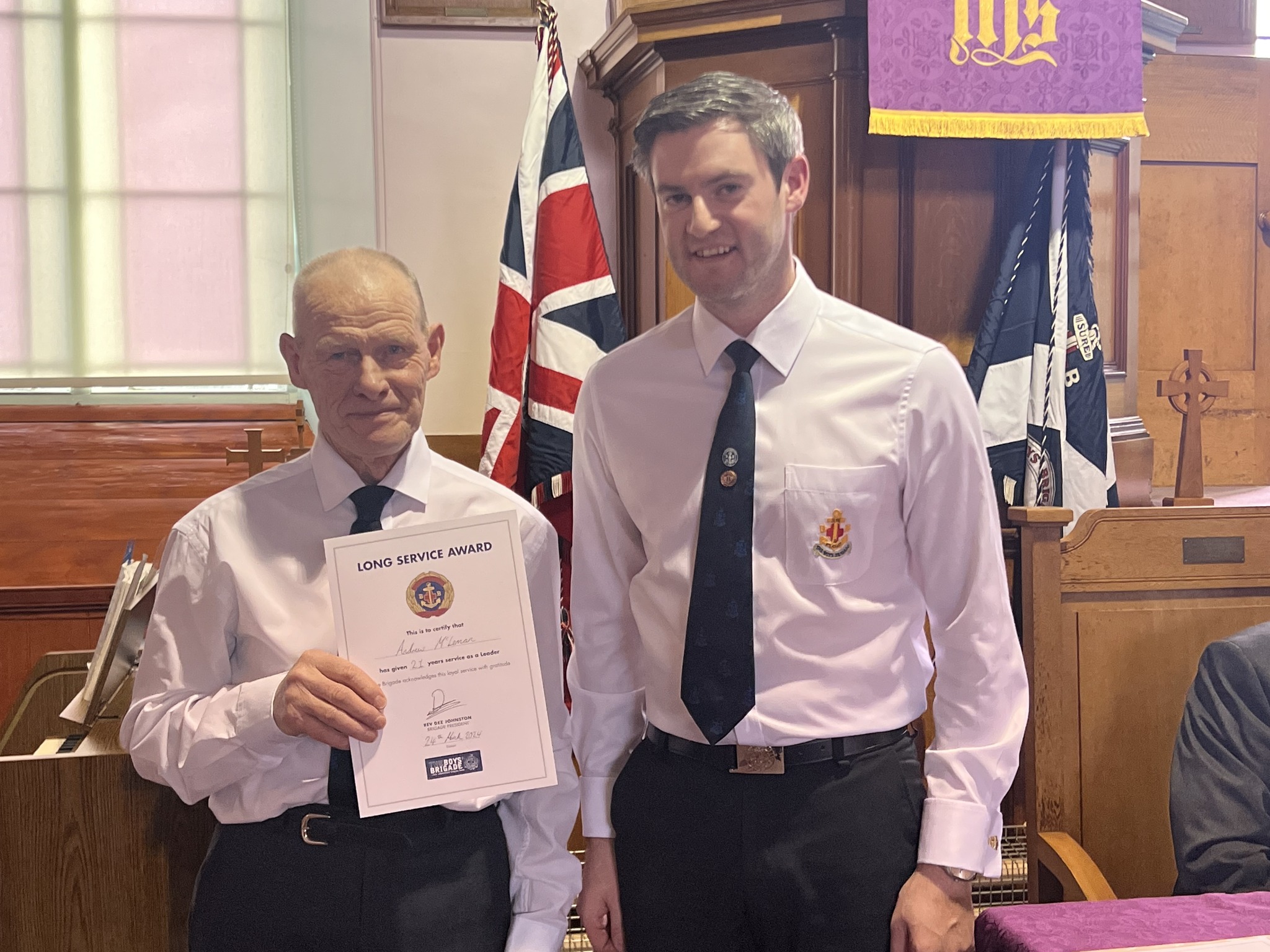 SILVER LONG SERVICE AWARD - Andrew McLeman - Buchan Battalion Boys' Brigade